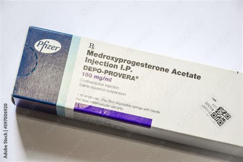 Depo Provera Isolated On White Background A Contraceptive Injection Brand Name For