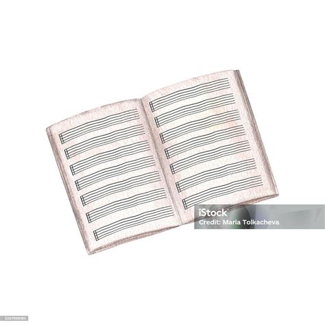 흰색 바탕에 분리된 직원 수채화 그림이 있는 빈 음악 공책을 엽니다 음표 보태 그리드가 있고 음표가 없는 오래된 악보 용지 음악 교육 수업 디자인을 위한 줄 지은 페이지
