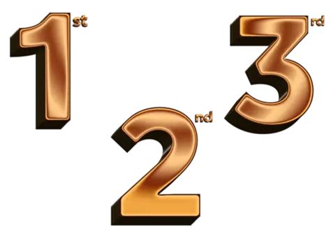First Second And Third Number 3d Golden First Second And Third Number One Two Three 123