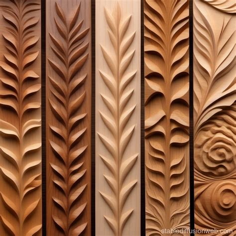 Grain Patterns Of Various Wood Types In Carving Stable Diffusion Online
