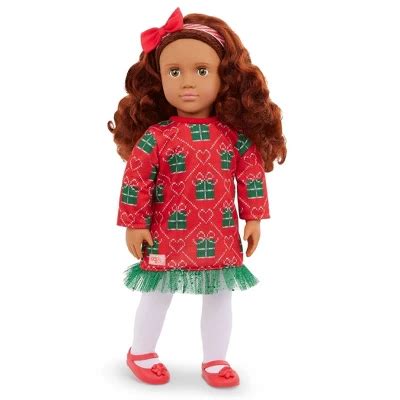 Our Generation Luz 18 Doll With Red And Green Holiday Sweater Dress