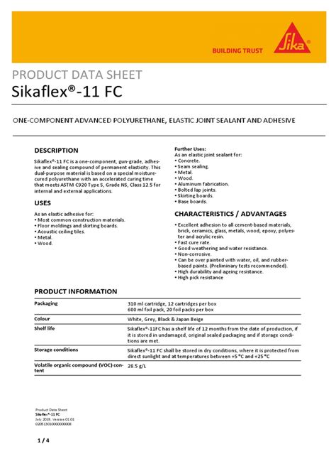 Sikaflex 11 Fc Pdf Concrete Adhesive