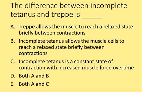 Solved The Difference Between Incomplete Tetanus And Treppe Is A