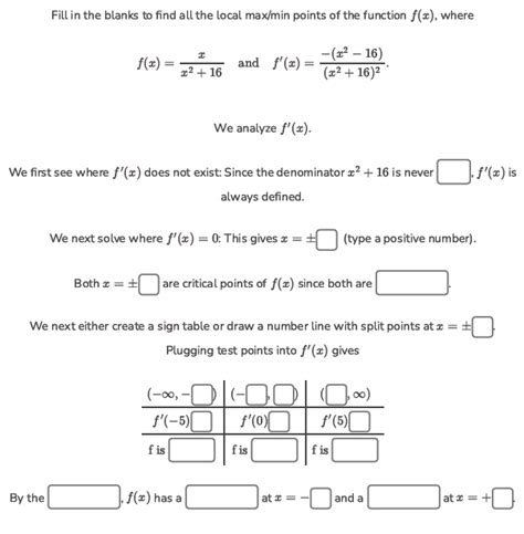 Solved Fill In The Blanks To Find All The Local Maxmin