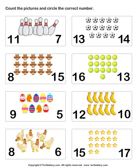 Identifying Numbers And Objects Worksheet Turtle Diary