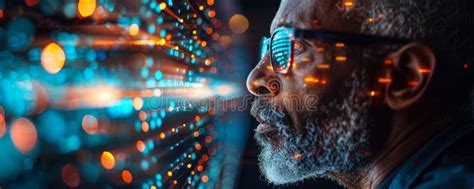 Futuristic Data Scientist Engineer Analyzing Ai Algorithm Coding On