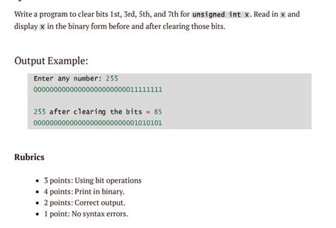 Solved Write A Program To Clear Bits Ist Rd Th And Th Chegg