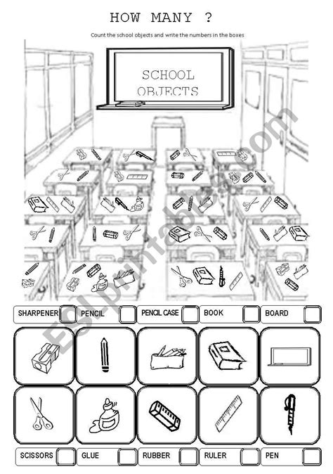 School Objects Esl Worksheet By Lamejor