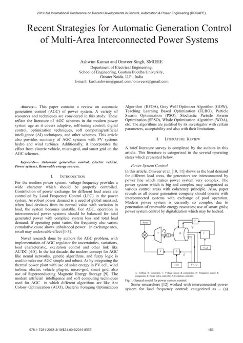Pdf Recent Strategies For Automatic Generation Control Of Multi Area