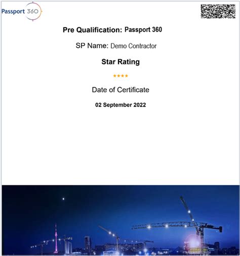 Print Star Rating Certificate Passport360