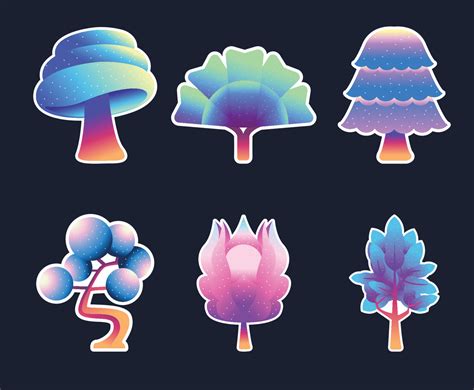 Tree Sticker Set Vector Art And Graphics