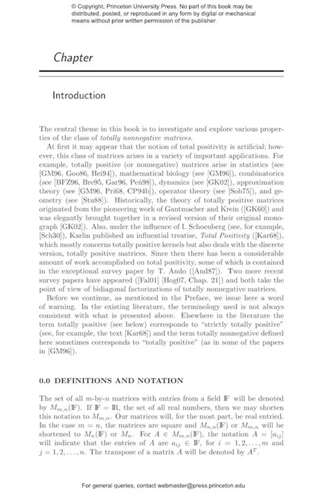 Totally Nonnegative Matrices Princeton University Press