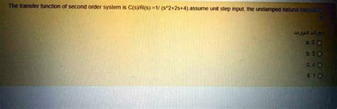 solved the transfer function of a second order system is c s r s 1