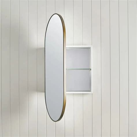 Oval Mirror Cabinet Antique Brass Tilecloud