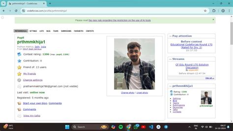 Pratham Makhija On Linkedin Codeforces Learning Coding