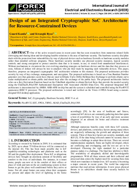 pdf design of an integrated cryptographic soc architecture for resource constrained devices
