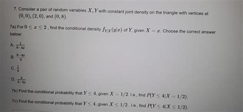 Solved 7 Consider A Pair Of Random Variables X Y With