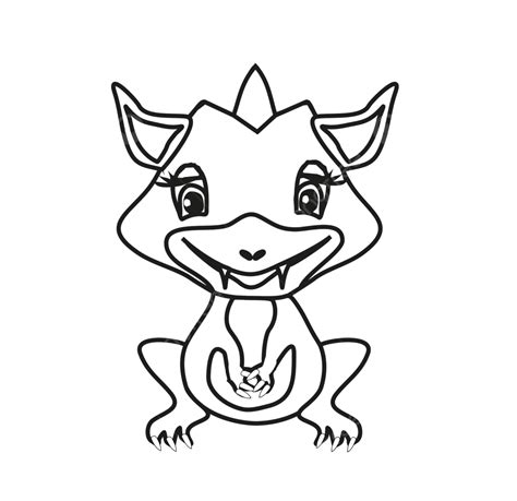 Cute Little Dragon Girlcoloring Book Funny Quirky Rough Vector Dragon Drawing Book Drawing