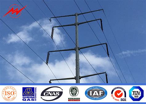 10 Kv 220 Kv Polygonal Shape Electrical Power Poles With Cross Arm