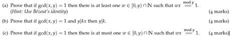 Solved mod у 1 a Prove that if gcd x y 1 then there Chegg com