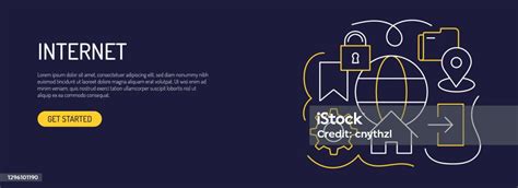 사용자 인터페이스 관련 웹 배너 라인 스타일입니다 웹 배너 웹 사이트 헤더 등에 대한 현대적인 디자인 벡터 일러스트레이션 개념에 대한 스톡 벡터 아트 및 기타 이미지