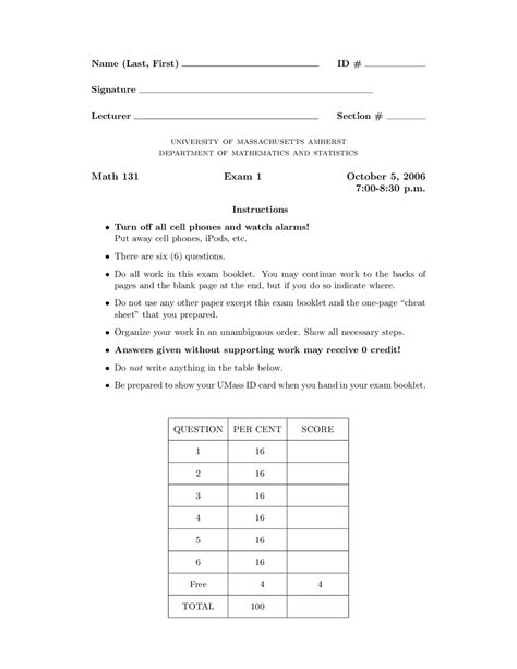 Exam 1 Practice Questions Calculus I Math 131 Exams Calculus Docsity