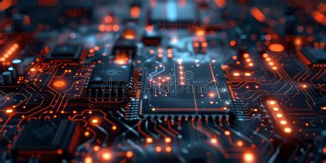 Detailed View Of Electronic Components On A Computer Circuit Board Showing Intricate Patterns