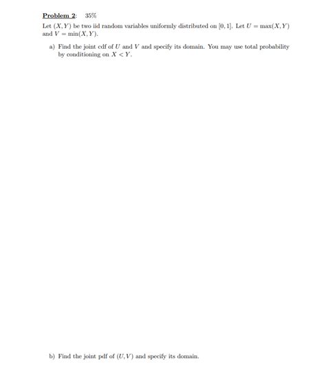 Solved Problem 2 35 Let Xy Be Two Iid Random Variables