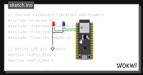 Semaphore Alternate Led Copy Wokwi Esp32 Stm32 Arduino Simulator