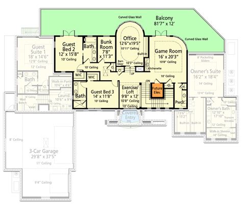 Plan 33252zr Mission Style Villa With 5 Bedrooms Plus Bunkroom Game