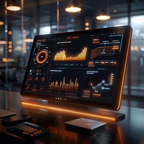Ultrarealistic Hightech Dashboard For Data Analytics Modern Office