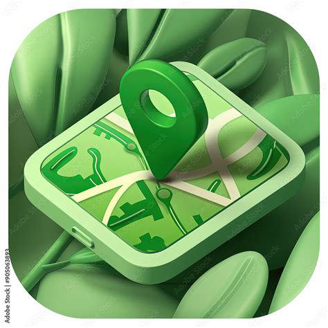 Eco Friendly Map App Icon With Leafy Design And Green Location Marker