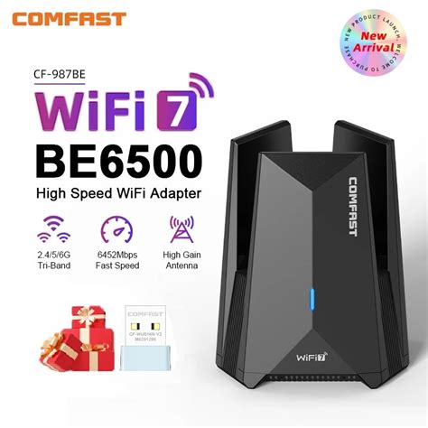 Comfast Wifi7 Usb Adapter Be6500 2 4gand5gand6g Tri Band Usb3 0 Dongle 6452mbps Network Card Free