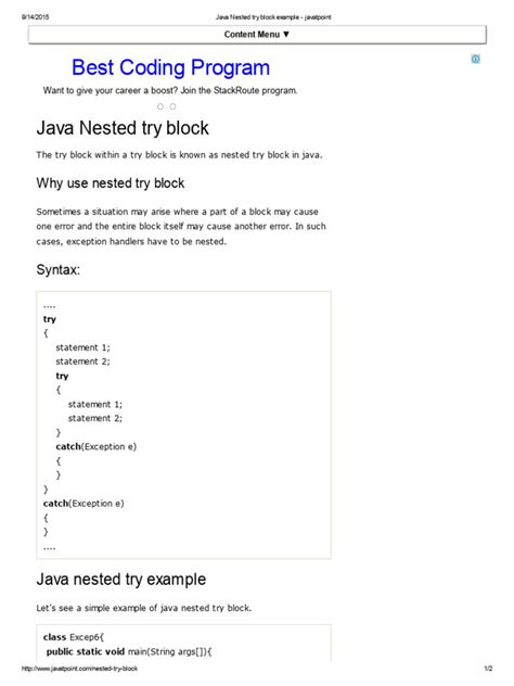 4 Java Nested Try Block Example Pdf