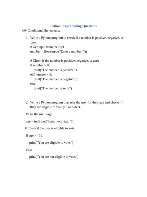Python Programming Questions 2 Pdf Computer Programming Mathematics