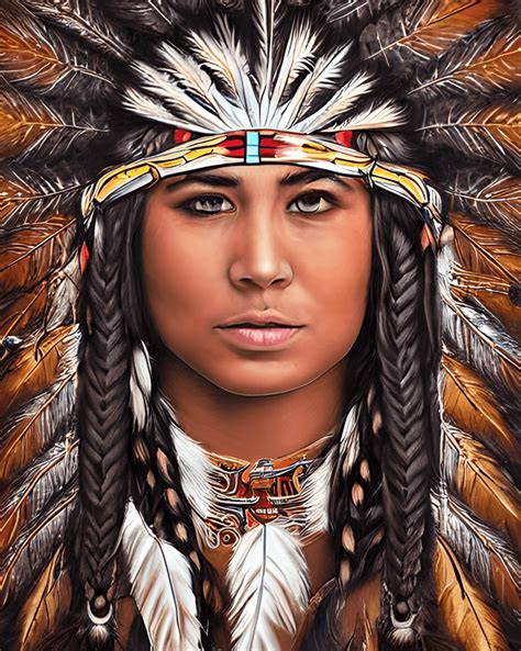 Spirit Of The Bear Beautiful Intricate Native American Squaw · Creative