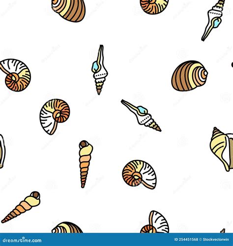 Sea Shell Beach Summer Ocean Vector Seamless Pattern Stock Vector