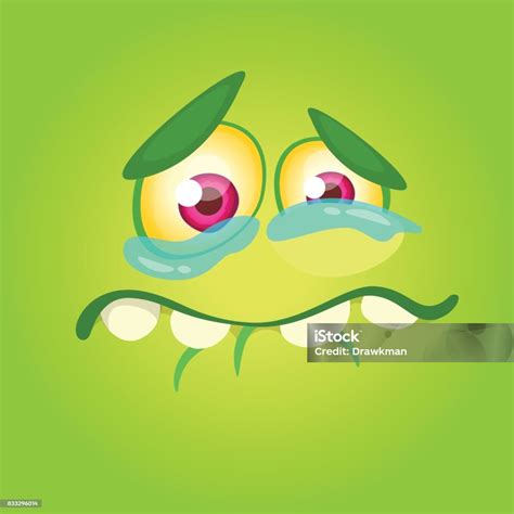 괴물 얼굴 고립 된 만화 할로윈 벡터 행복 괴물 평방 아바타입니다 재미 있은 괴물 마스크 녹색에 대한 스톡 벡터 아트 및 기타 이미지 Istock