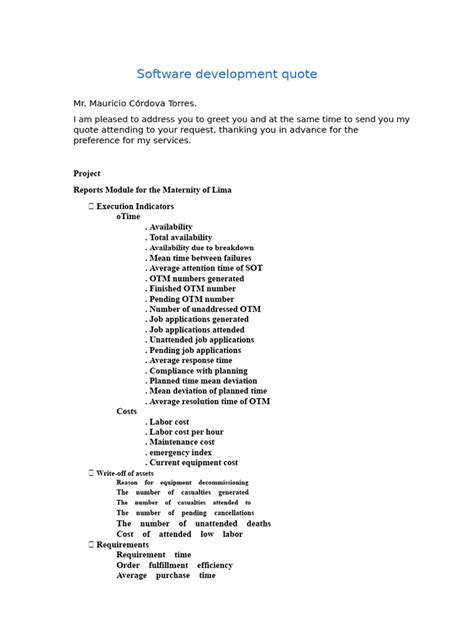 Software Development Quotation Pdf
