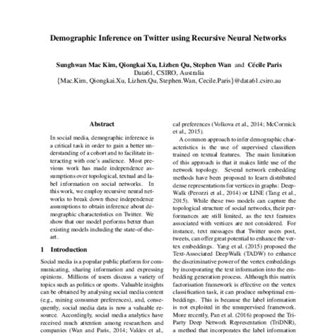 Demographic Inference On Twitter Using Recursive Neural Networks Acl Anthology