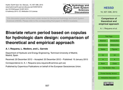 Pdf Bivariate Return Period Based On Copulas For Hydrologic Dam Design Comparison Of