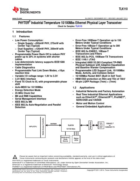 TLK Datasheet Texas Instruments