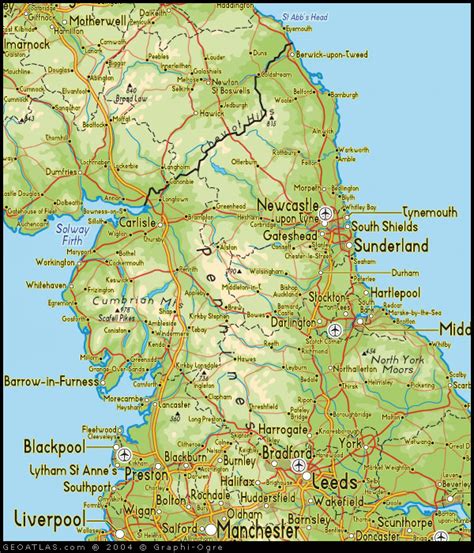 Map North East Coast England Map Of North East England Qnag
