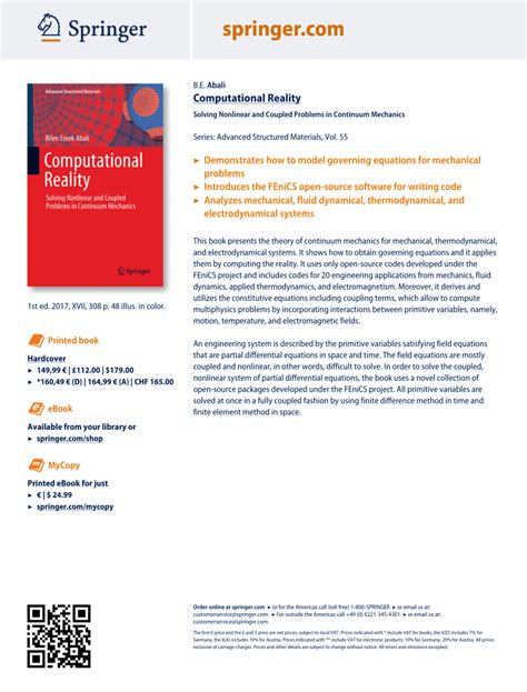 PDF Computational Reality Solving Nonlinear And Coupled Problems In Continuum Mechanics