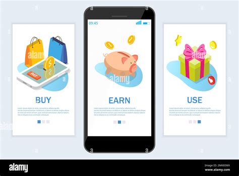 Earn Rewards Website And Mobile App Onboarding Screens Vector Template Stock Vector Image And Art