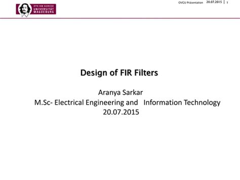 Design Of Fir Filters Pptx Digital Audio Computer Software And