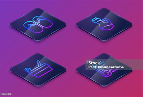 등분성 라인 플립 플롭 사우나 양동이와 국자 에센셜 오일 병 및 온도계를 설정합니다 파란색 정사각형 버튼 벡터 3차원 형태에 대한 스톡 벡터 아트 및 기타 이미지 Istock