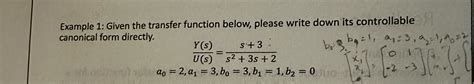 Solved Example 1 Given The Transfer Function Below Please