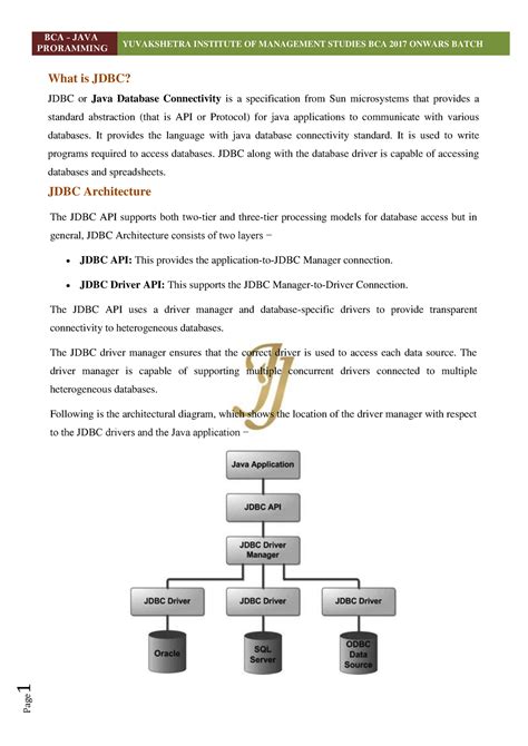 4 Java Short Note On Jdbc Topics Proramming Yuvakshetra Institute