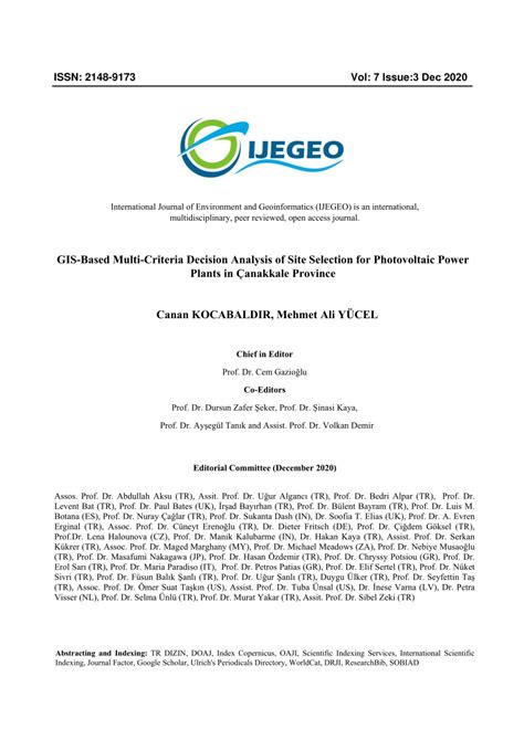 Pdf Gis Based Multi Criteria Decision Analysis Of Site Selection For Photovoltaic Power Plants